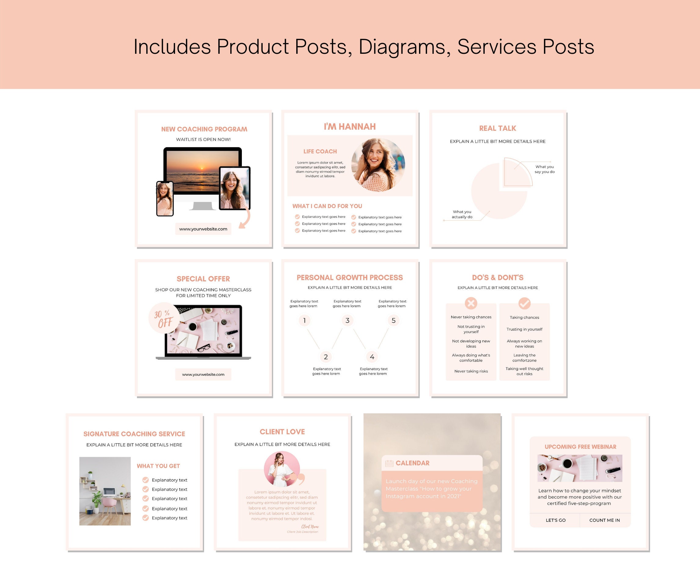 25 Instagram Templates Canva Coach | Instagram Post Templates for ...