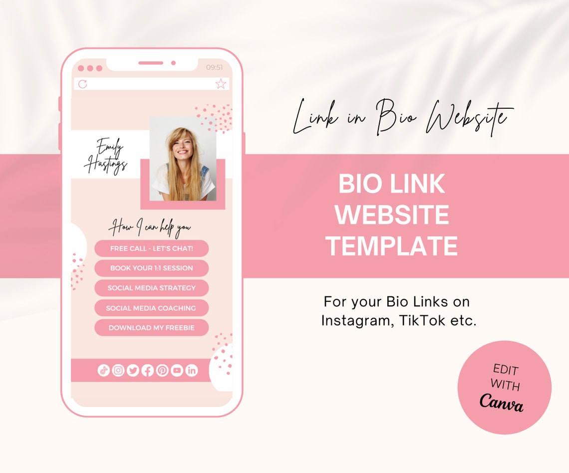 Bio Link Template, Instagram Link in Bio Website Template, Tiktok Bio ...
