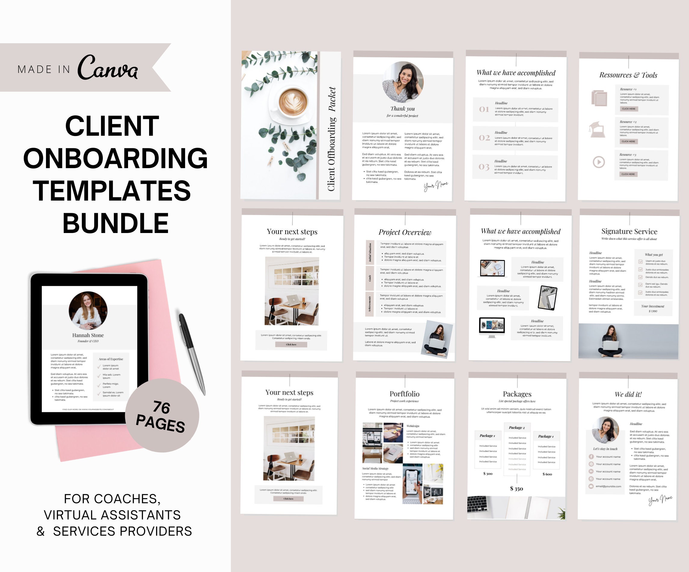 Client Onboarding Template Canva Bundle | Client Welcome Packet ...