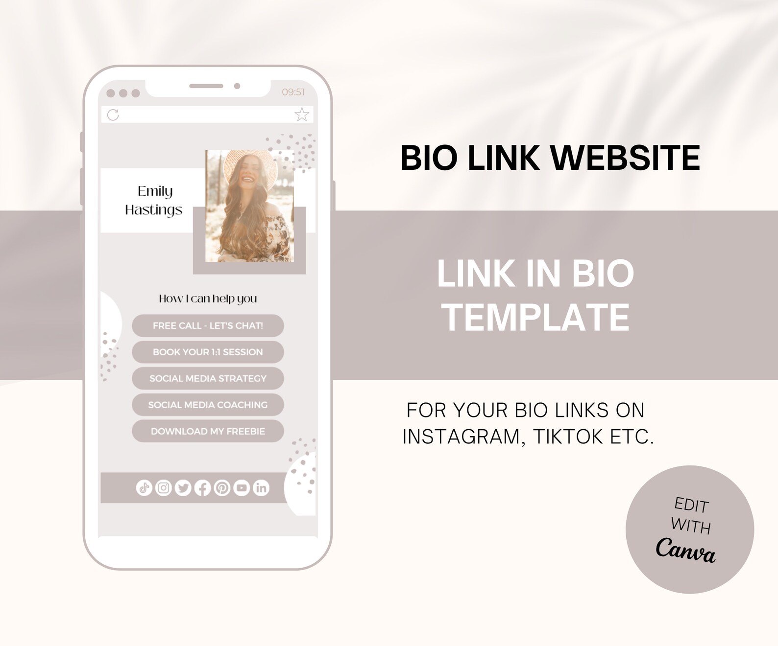 Instagram Bio Link Template, Editable in Canva, Link in Bio Template ...