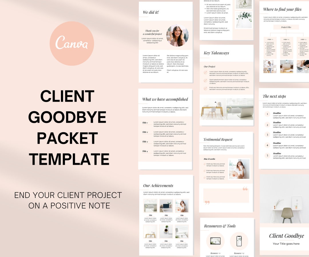 Client Exit Packet Template for Canva | Client Goodbye Packet Template ...