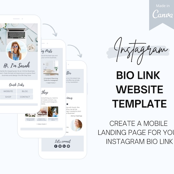 Link in Bio Template, Bio Link Template, Instagram Bio Template, Tiktok ...