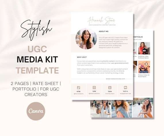 UGC Portfolio UGC Media Kit Template User Generated Content - Etsy