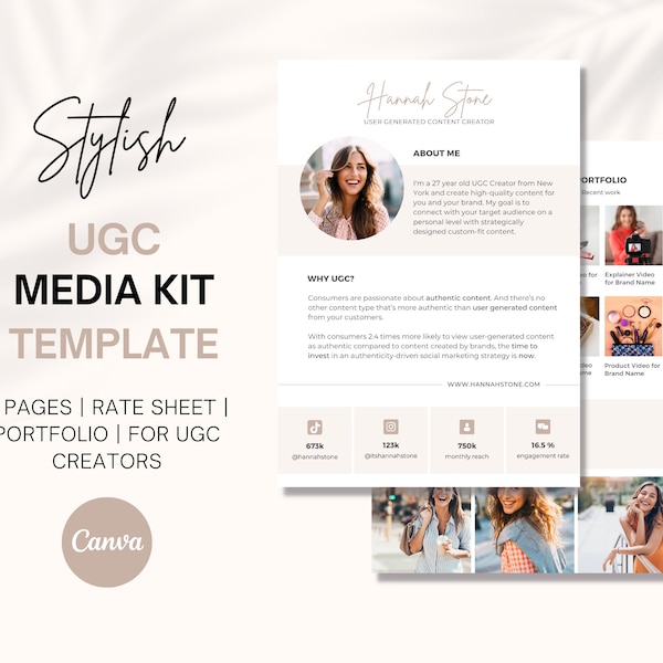 UGC Portfolio Template, UGC Media Kit, UGC Canva Template, User Generated Content Creator ...