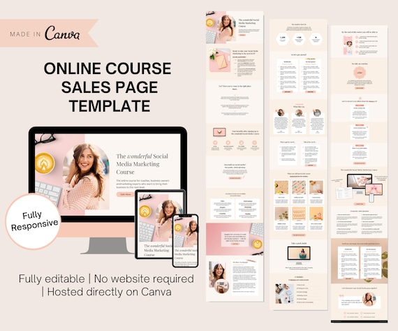 Sales Page Template Canva Online Course Launch Template | Etsy