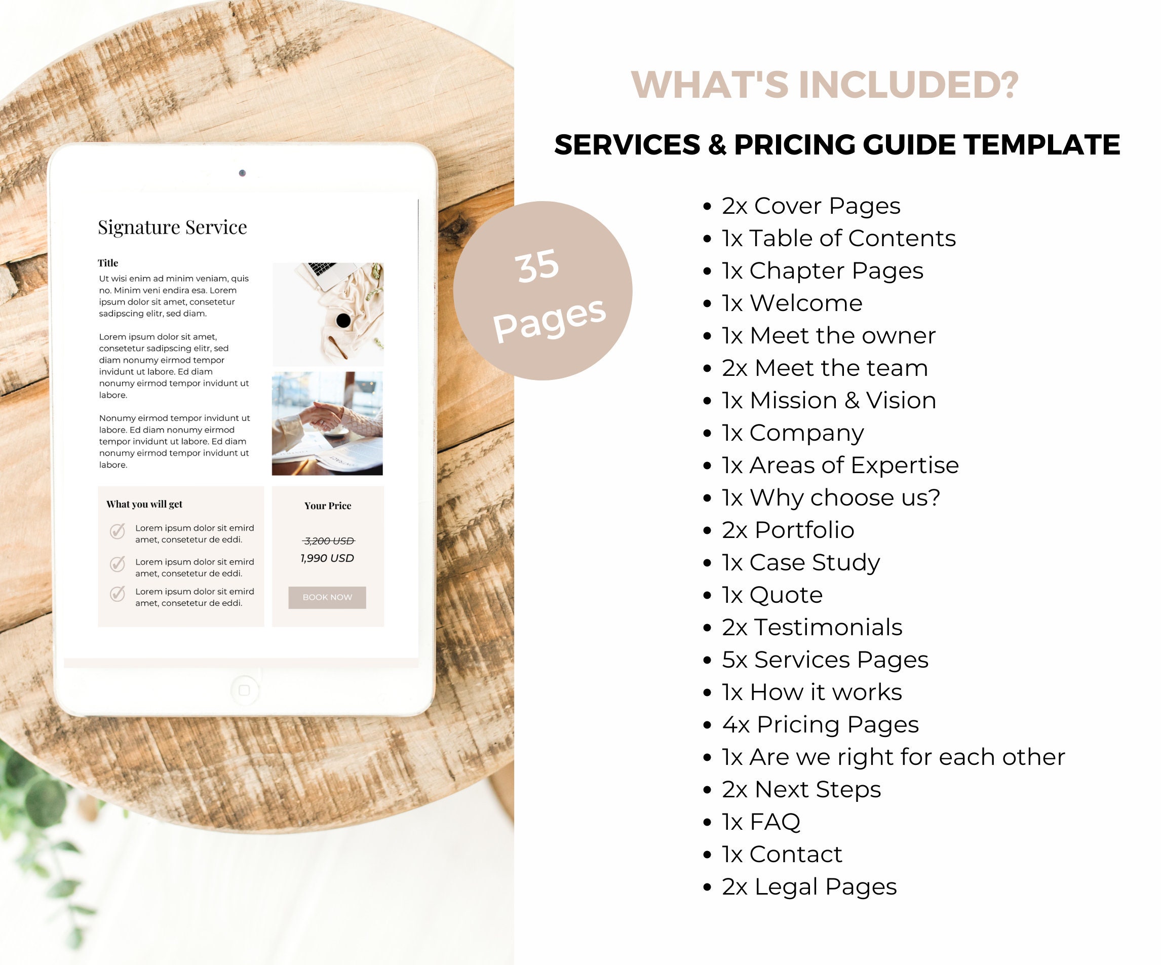 Services & Pricing Guide Template, Rate Sheet, Portfolio Template ...