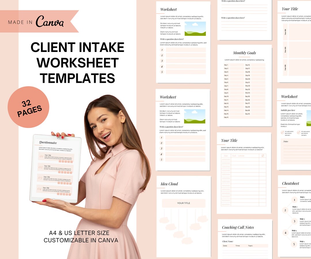 Client Worksheet Templates | Client Intake Forms | Canva Worksheet ...