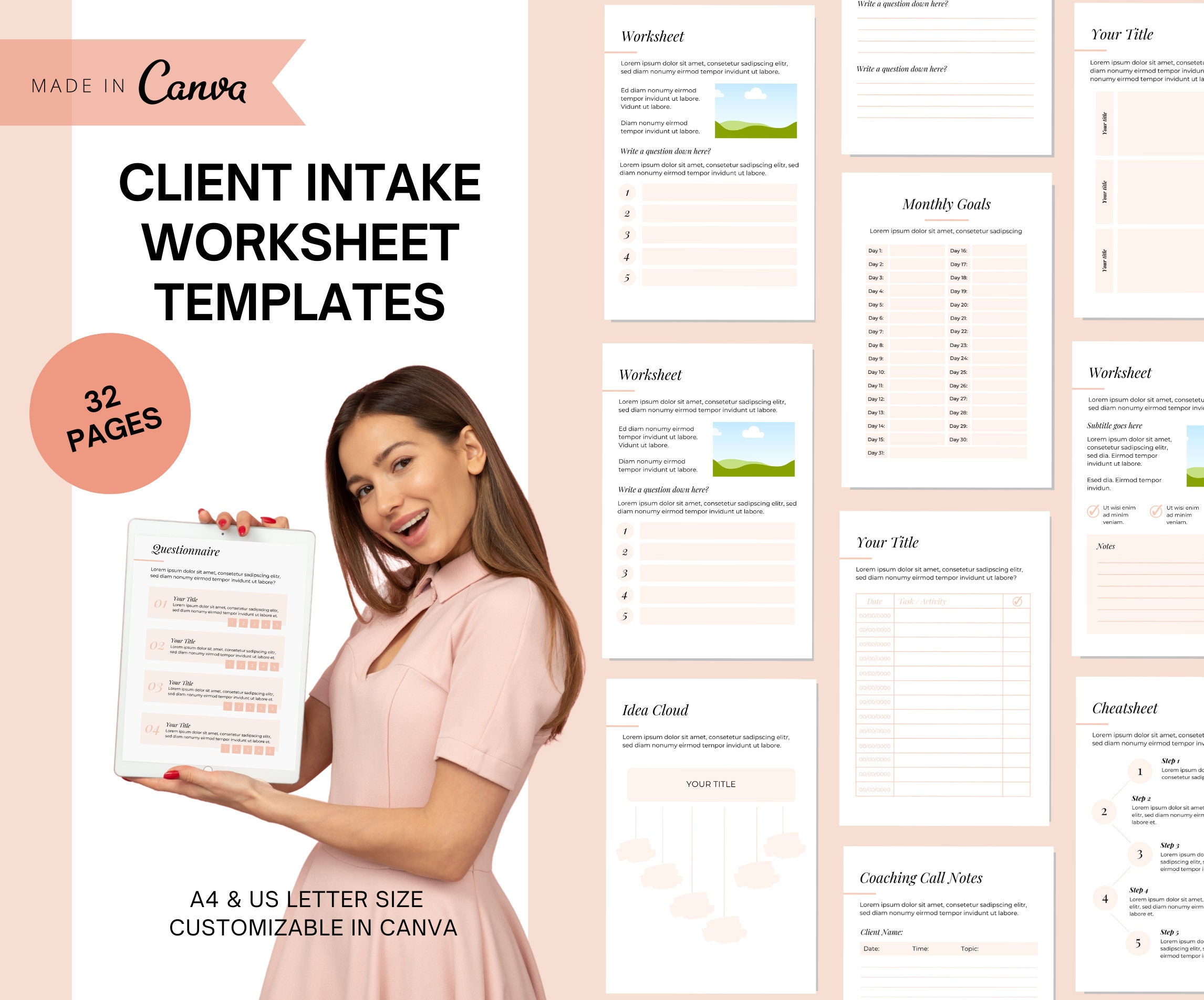 Client Worksheet Templates | Client Intake Forms | Canva Worksheet ...