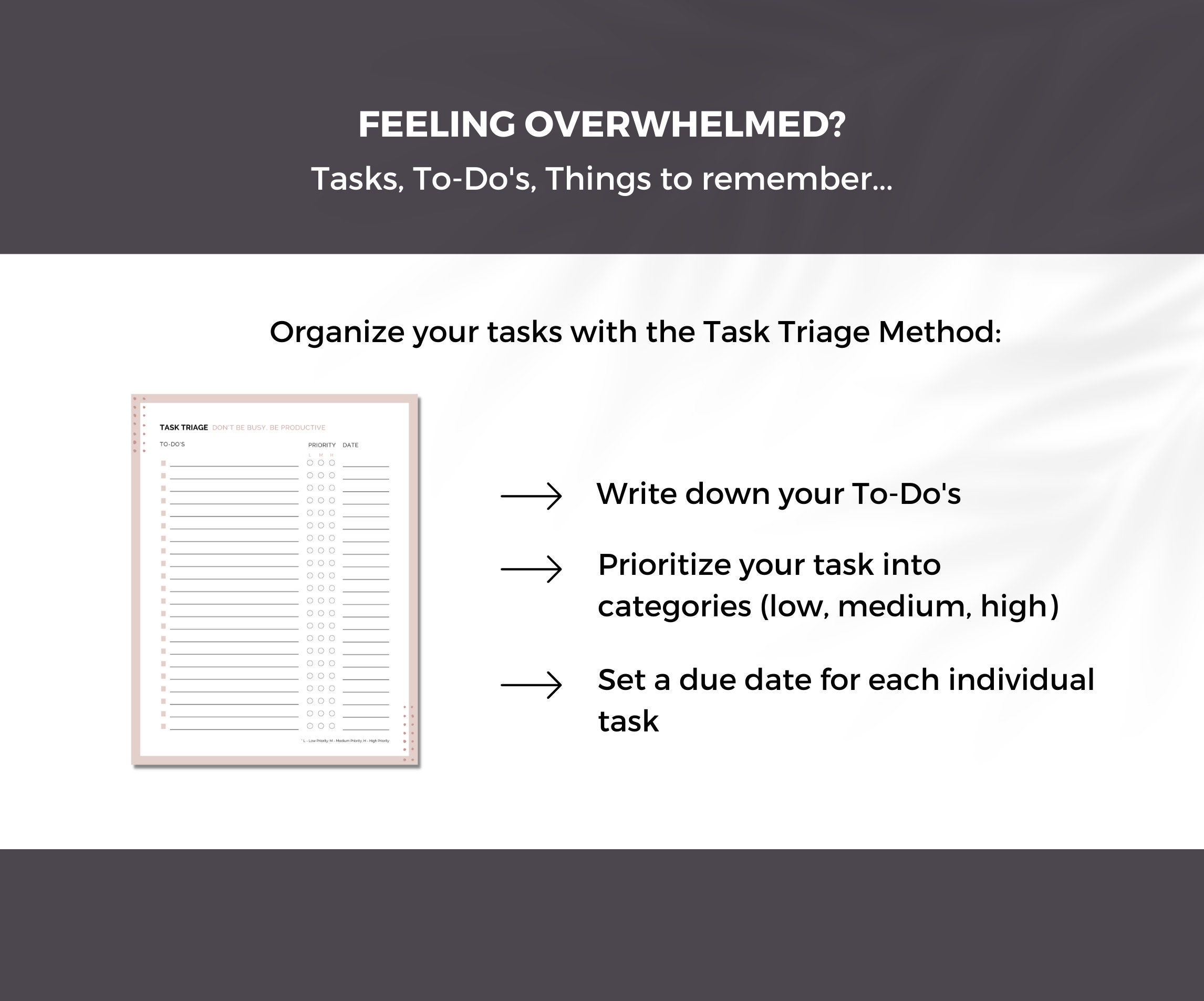 Task Triage Brain Dump Printable Task Tracker To Do List Printable Task Checklist Business