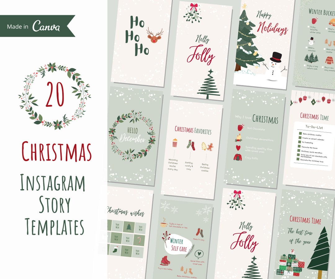 20 Christmas Instagram Story Templates for Canva | Happy Holidays ...
