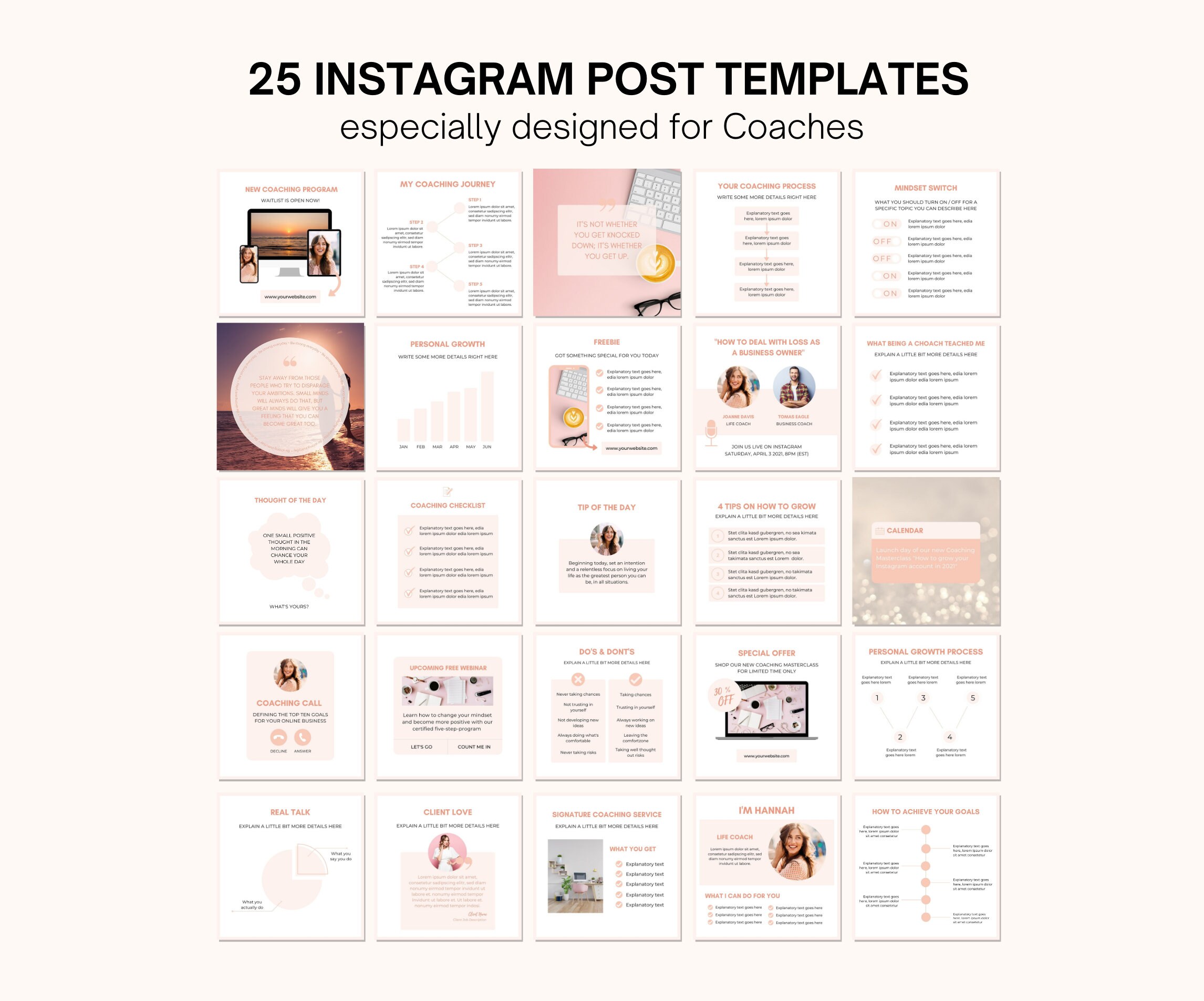 25 Instagram Templates Canva Coach | Instagram Post Templates for ...