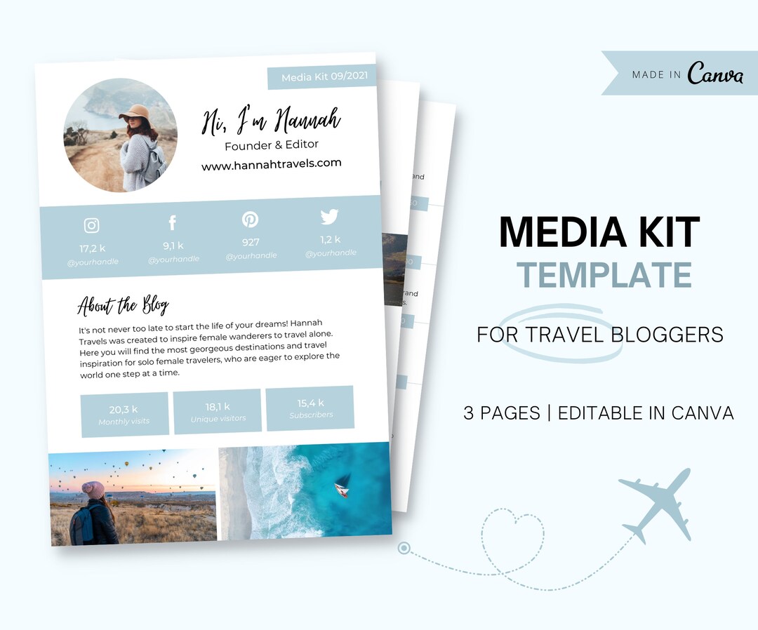 Media Kit Template for Travel Bloggers | Canva Media Kit Template ...