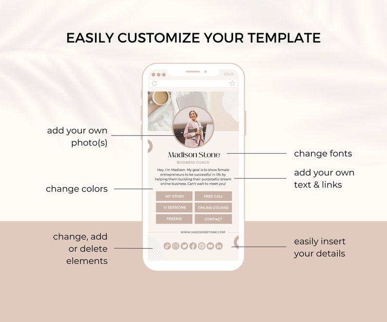 Link in Bio Template, Bio Link Template, Instagram Bio Template, Tiktok ...