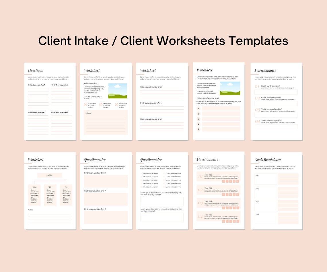 Client Worksheet Templates | Client Intake Forms | Canva Worksheet ...
