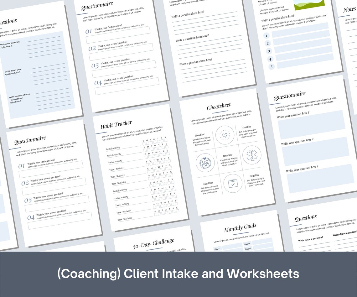 Coaching Client Worksheet Templates Canva Client Intake Forms Template ...
