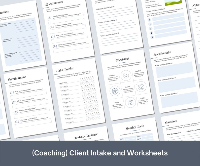 Coaching Client Worksheet Templates Canva Client Intake Forms Template ...