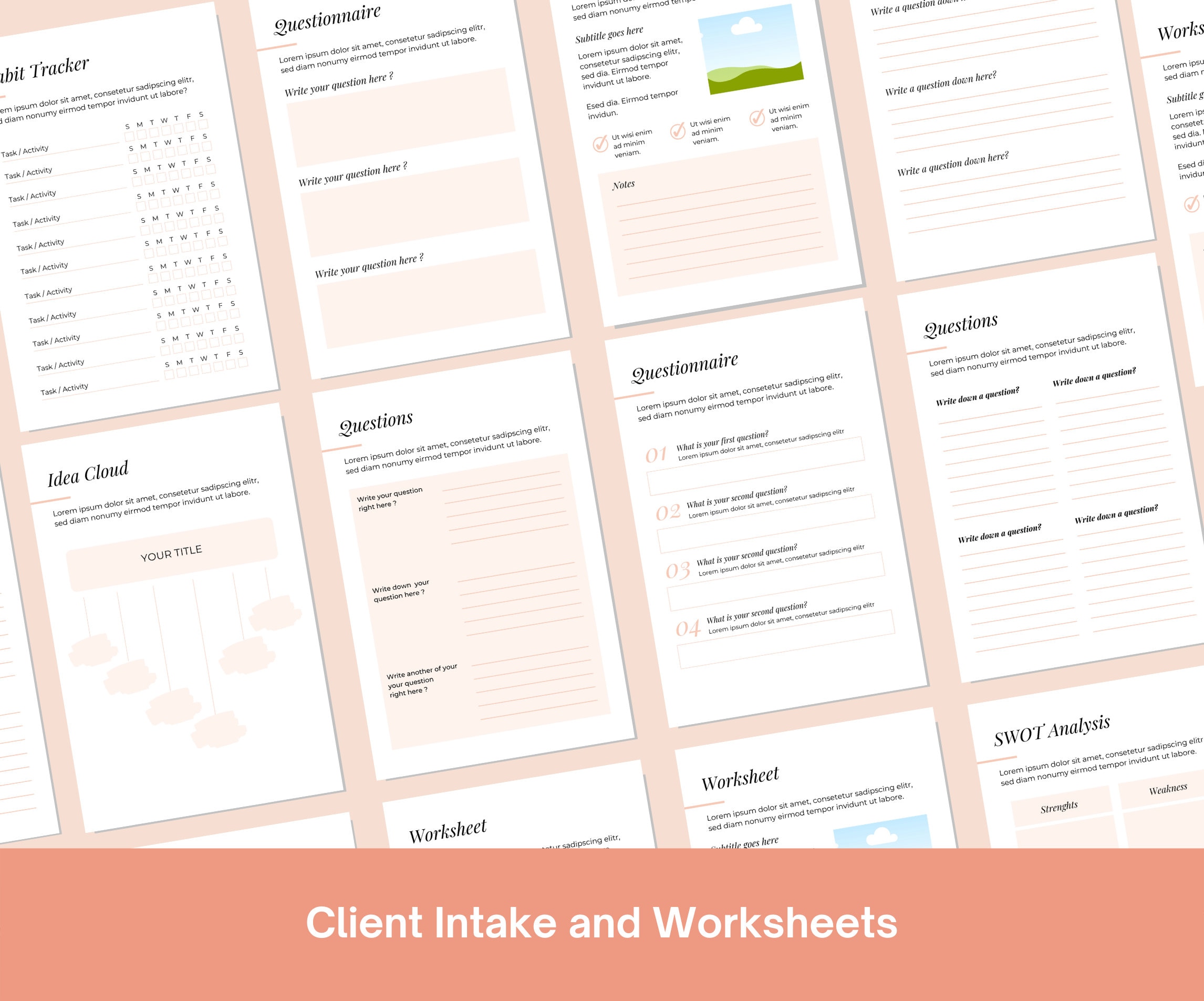 Client Worksheet Templates | Client Intake Forms | Canva Worksheet ...