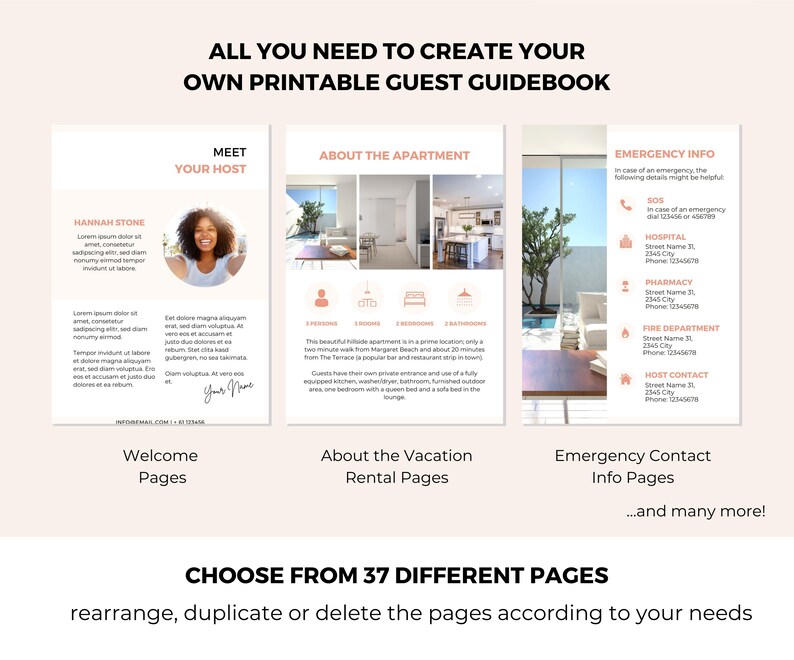Vacation Rental Guest Welcome Book, Editable Canva Template, Airbnb ...