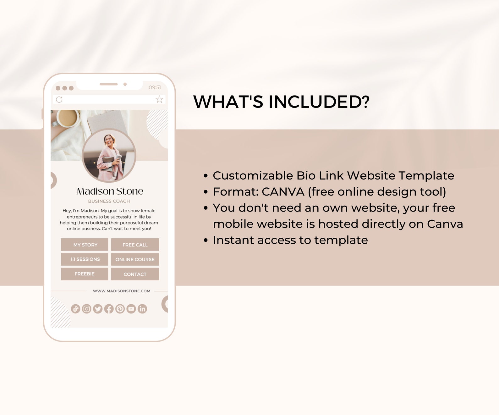Link in Bio Template, Bio Link Template, Instagram Bio Template, Tiktok ...
