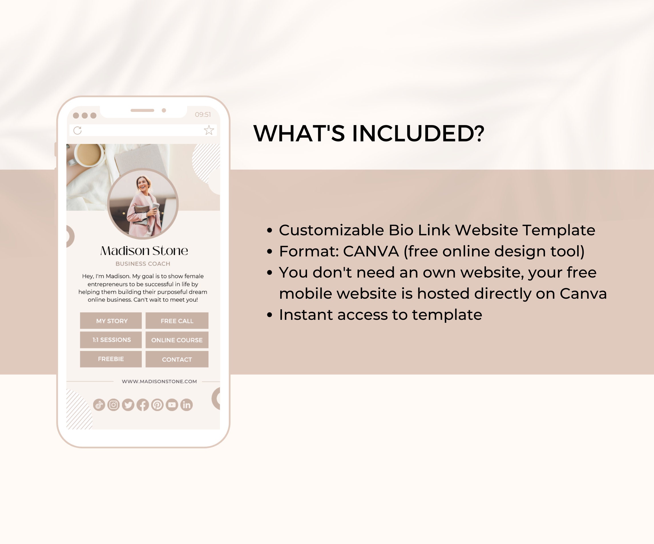Link in Bio Template, Bio Link Template, Instagram Bio Template, Tiktok ...