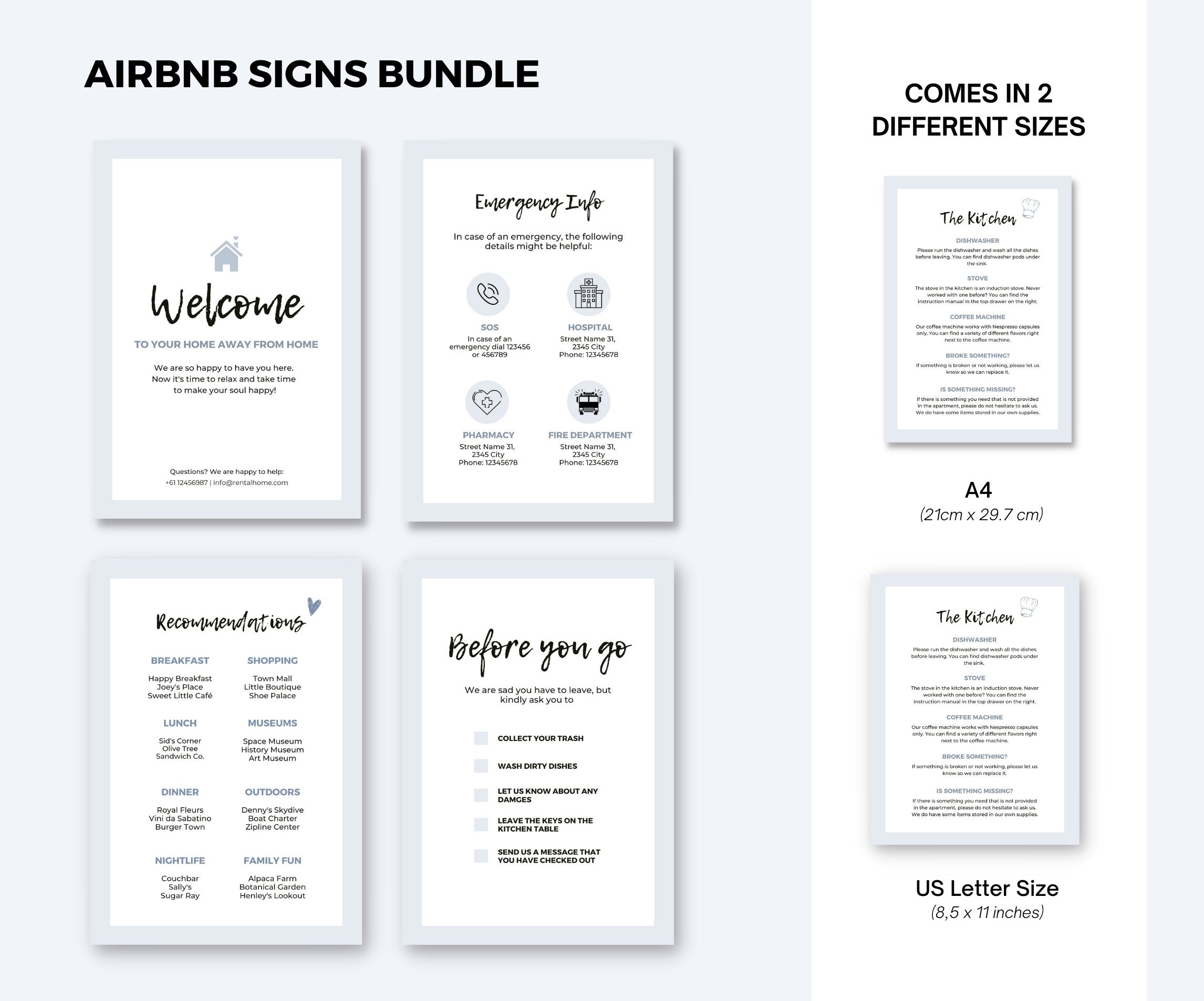 16 Airbnb Posters | Airbnb Signs Template Canva | Editable Airbnb Guest ...