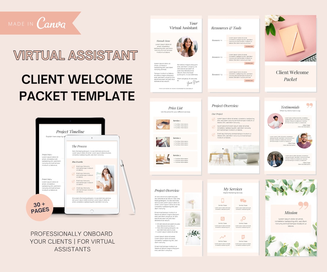 Virtual Assistant Client Welcome Packet | Template for Canva | Virtual ...