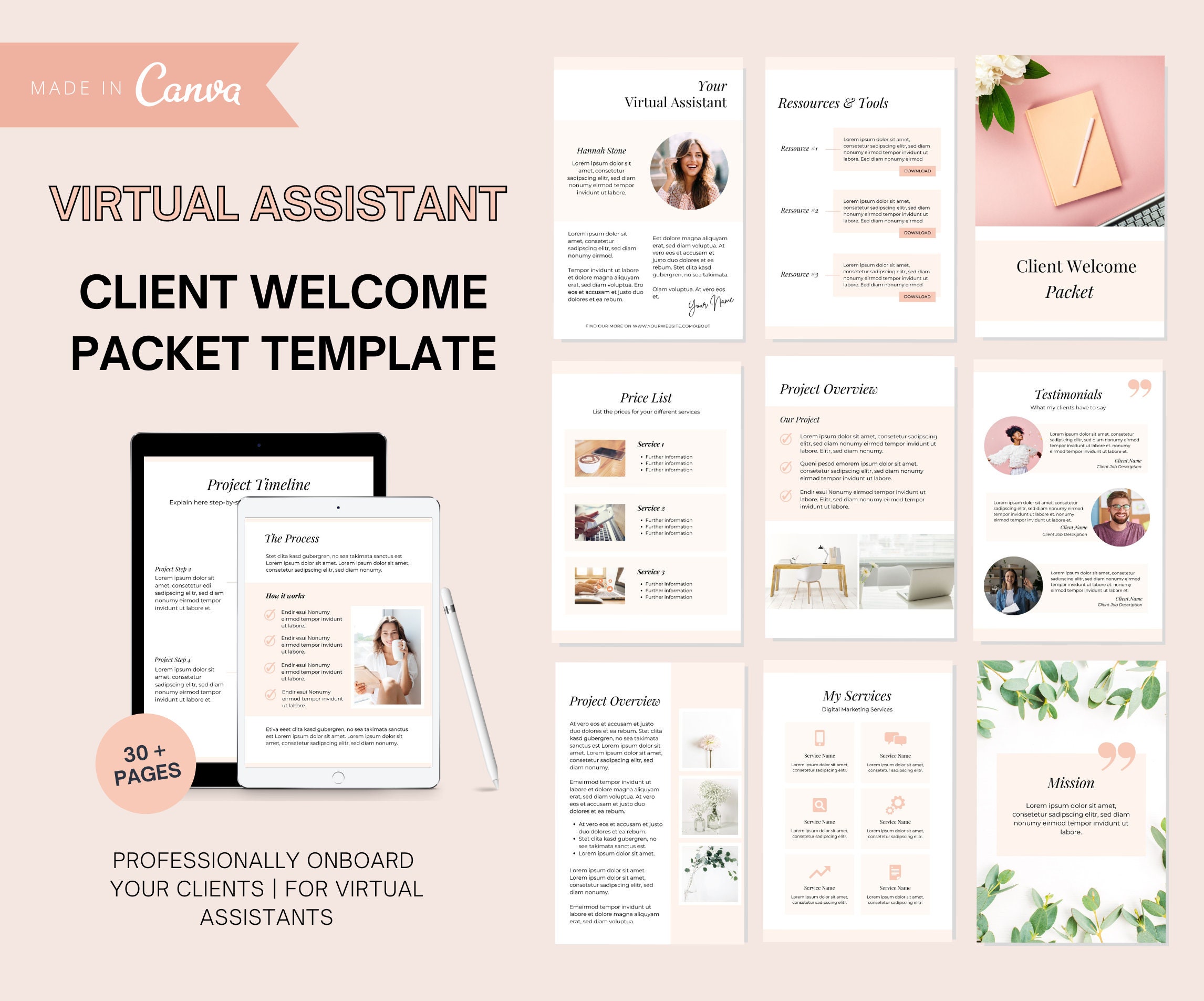 Virtual Assistant Client Welcome Packet | Template for Canva | Virtual ...