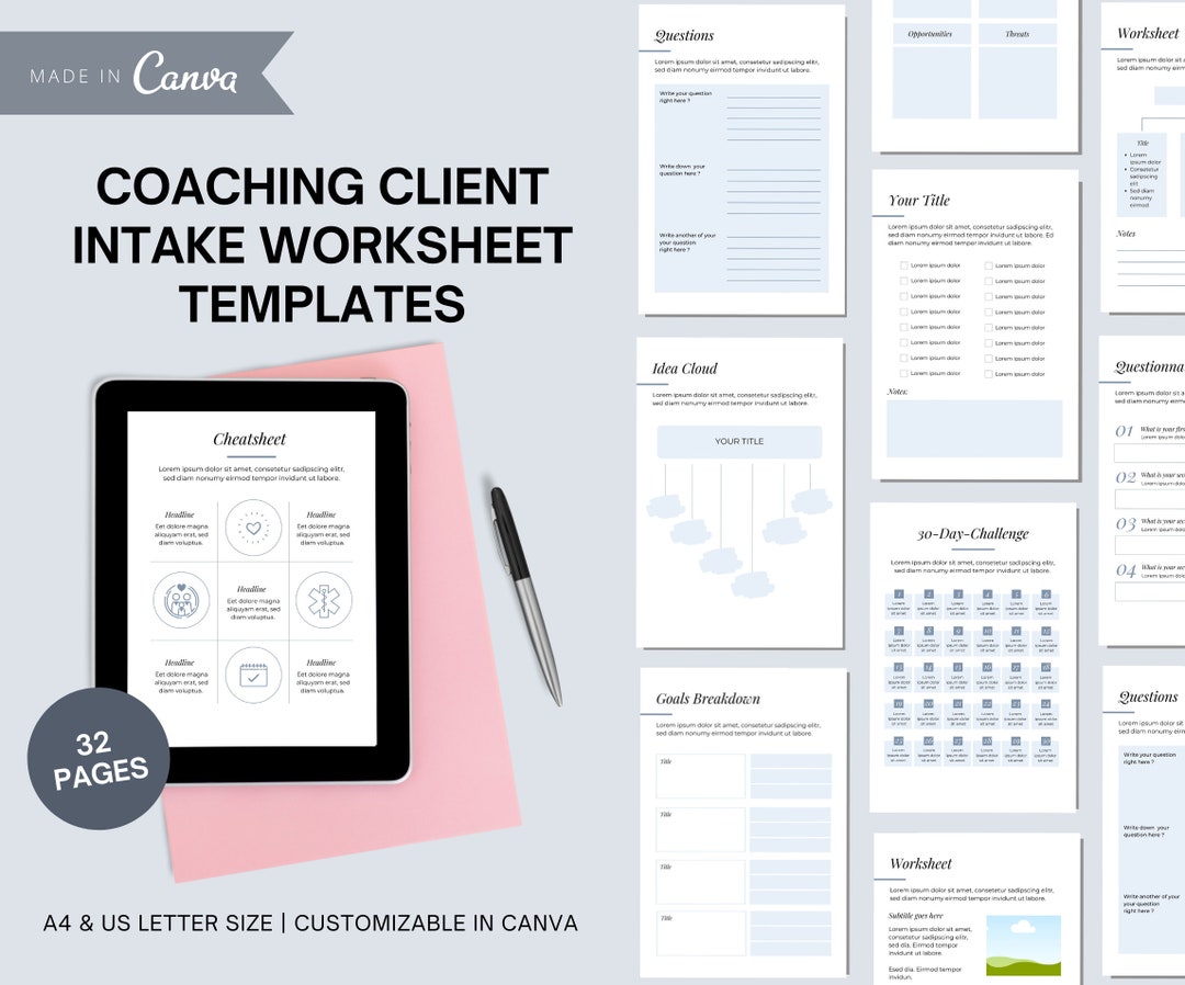Coaching Client Worksheet Templates Canva | Client Intake Forms ...