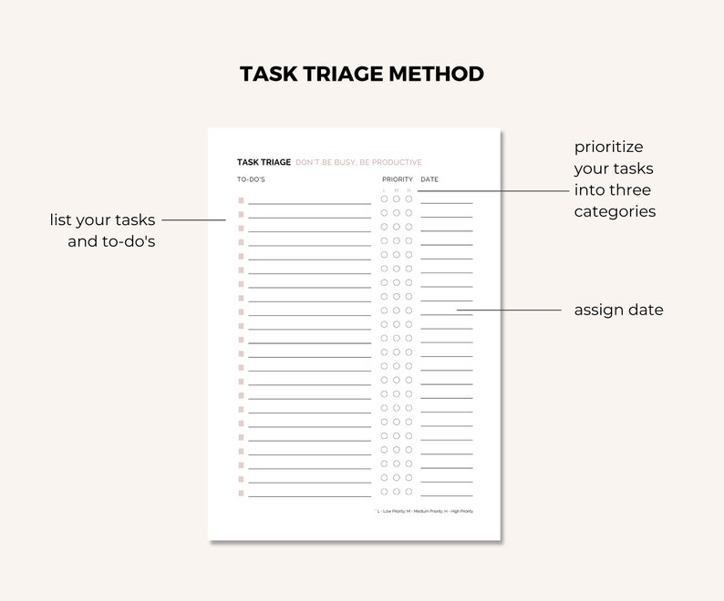 Task Triage Printable Brain Dump Task List Task Tracker Pdf In A5 A4 Us Letter Minimalist
