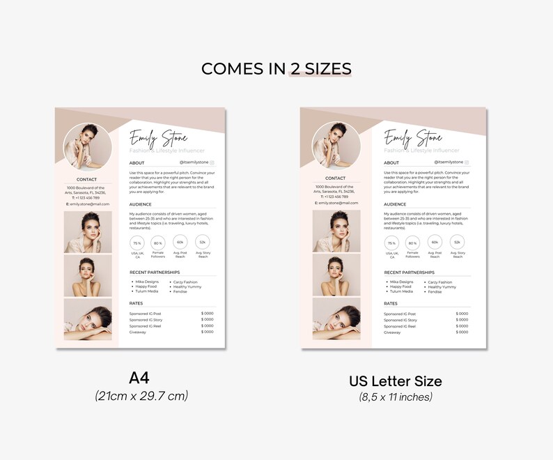 Media Kit Template Canva | Influencer Media Kit Instagram | 1 Page Editable Media Kit ...