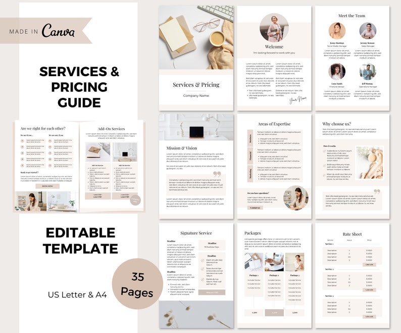 Services & Pricing Guide Template, Rate Sheet, Portfolio Template ...