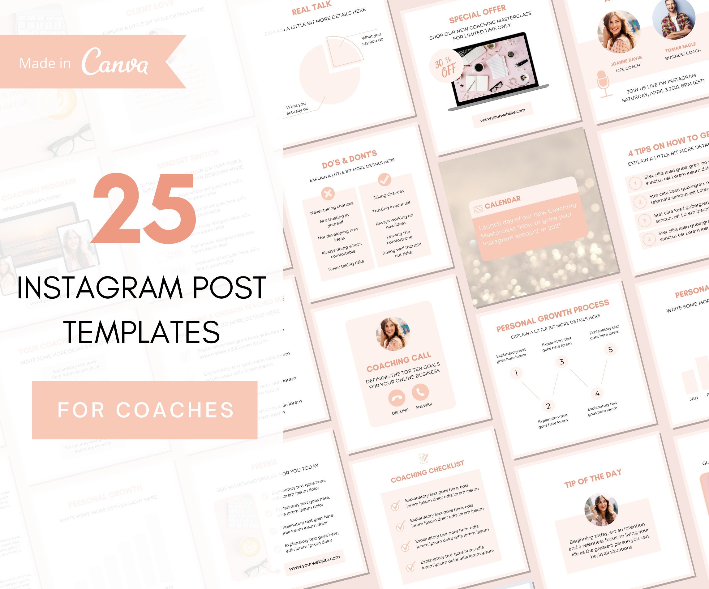 25 Instagram Templates Canva Coach | Instagram Post Templates for ...