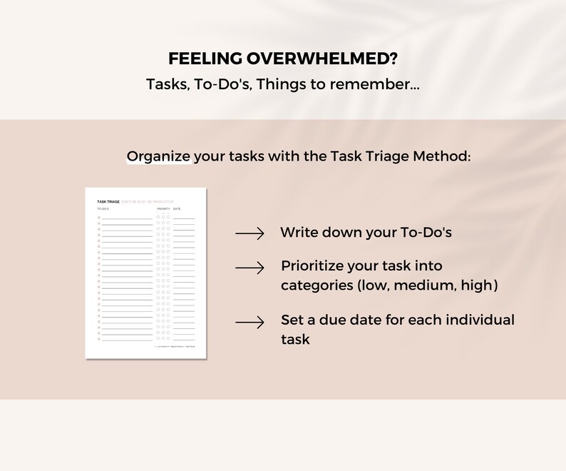 Task Triage Printable, Brain Dump, Task List, Task Tracker, PDF in A5 ...