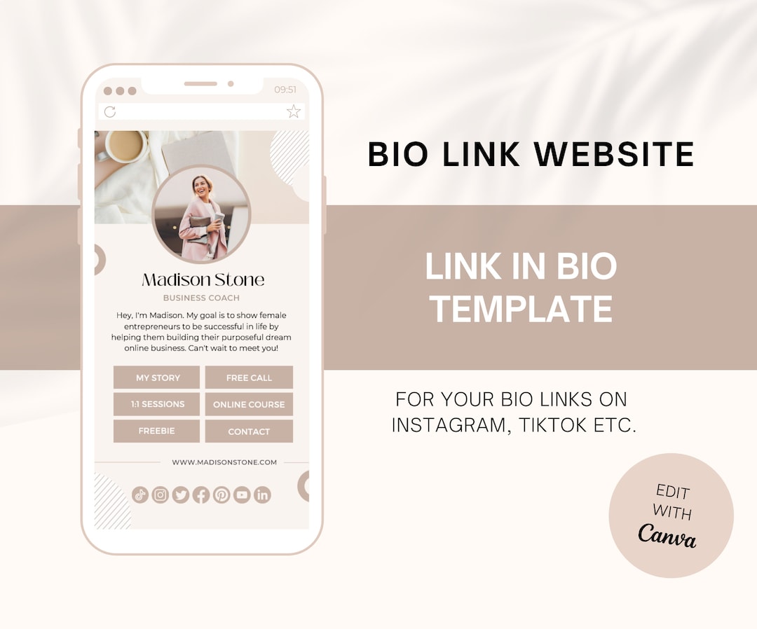 Link in Bio Template, Bio Link Template, Instagram Bio Template, Tiktok ...