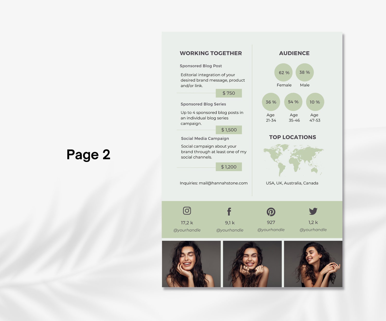 Blog Media Kit Template Green | Canva Media Kit Template | Blogger ...