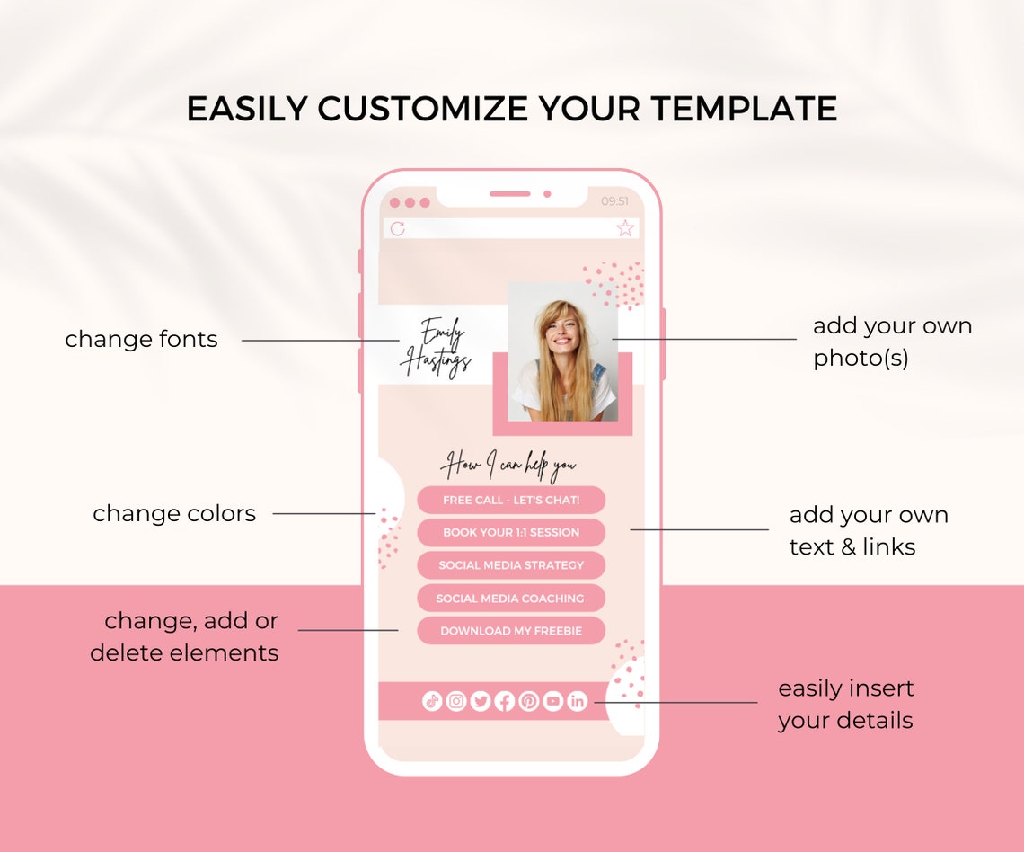 Bio Link Template, Instagram Link in Bio Website Template, Tiktok Bio ...