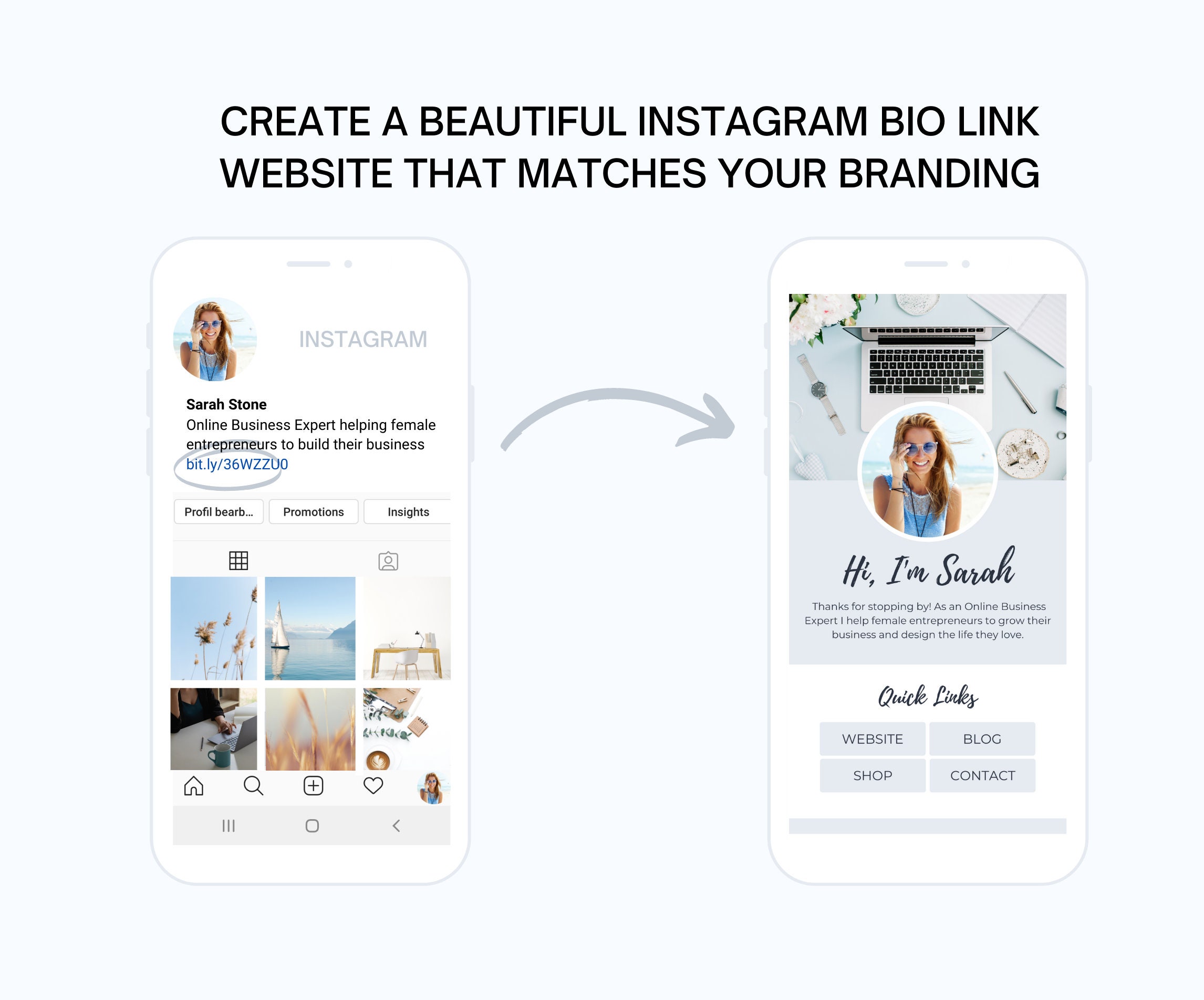 Instagram Bio Link Page Canva Template | Mobile Website Template for ...