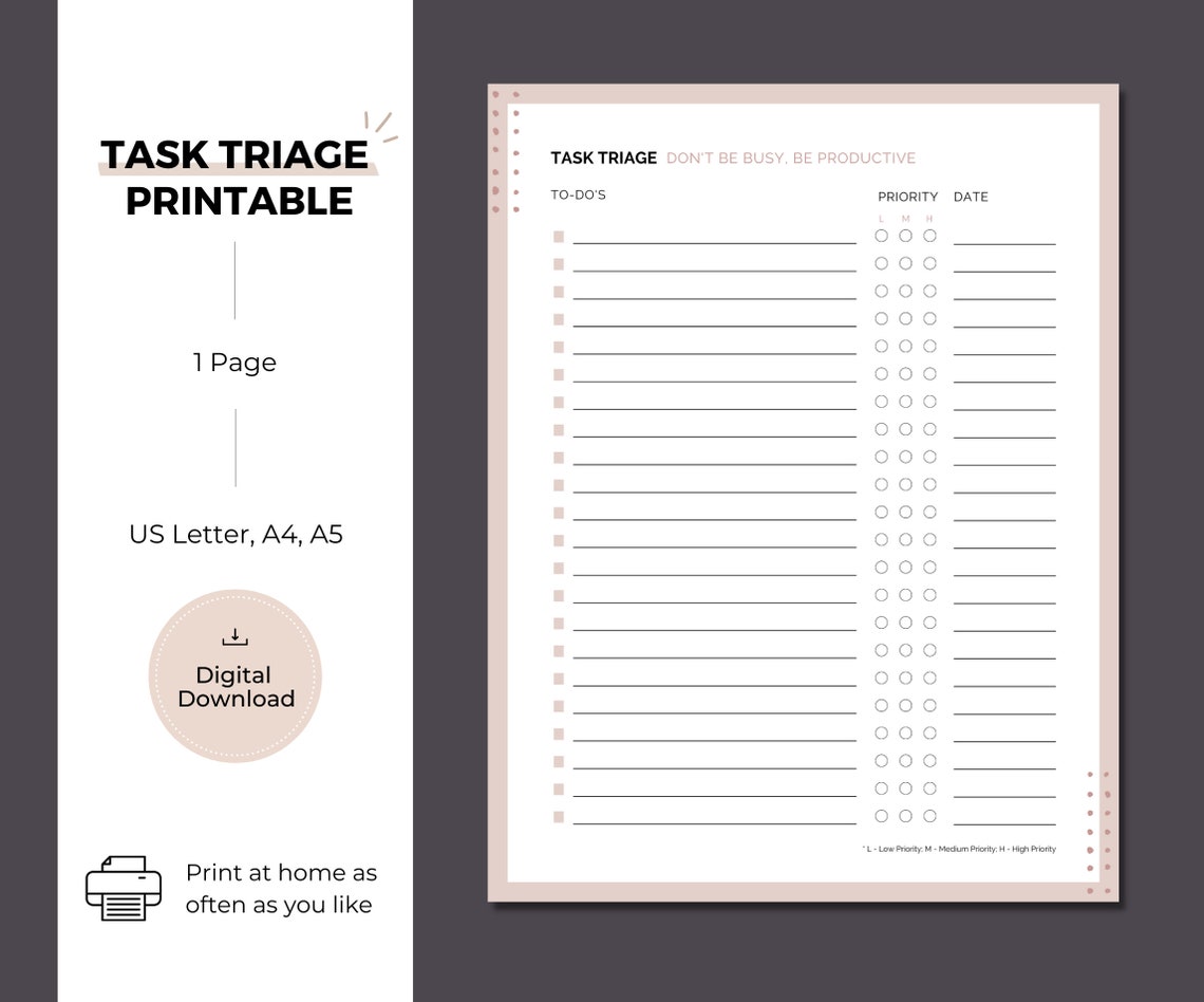 Task Triage Brain Dump Printable, Task Tracker, to Do List Printable ...