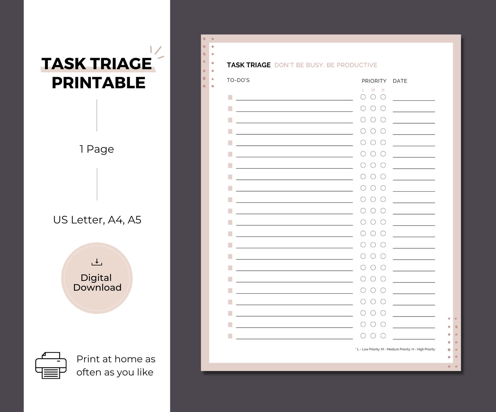 Task Triage Brain Dump Printable, Task Tracker, to Do List Printable ...