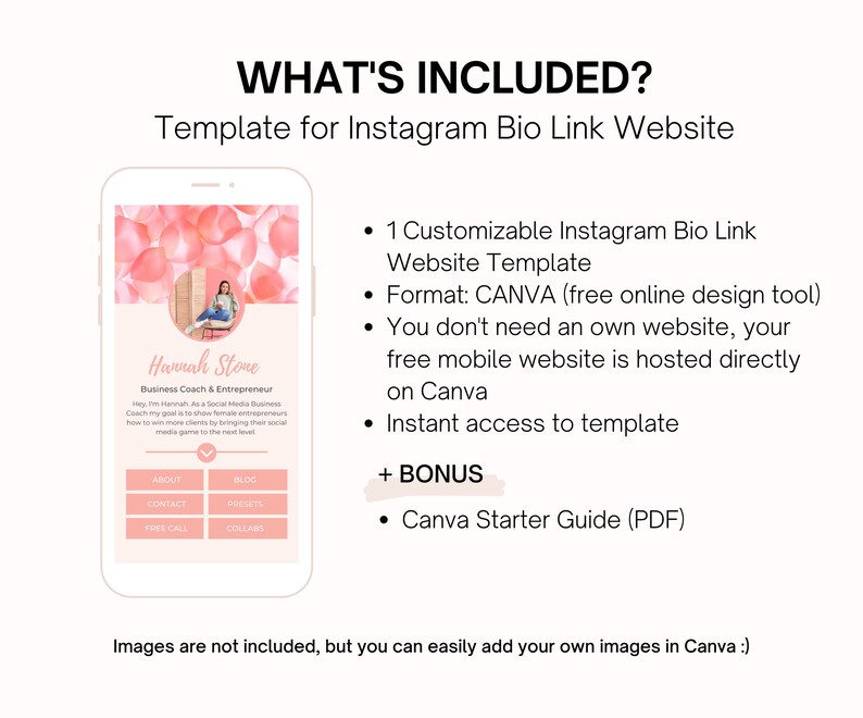 Instagram Bio Link Website Template for Canva | Instagram Landing Page Template | Canva Template ...