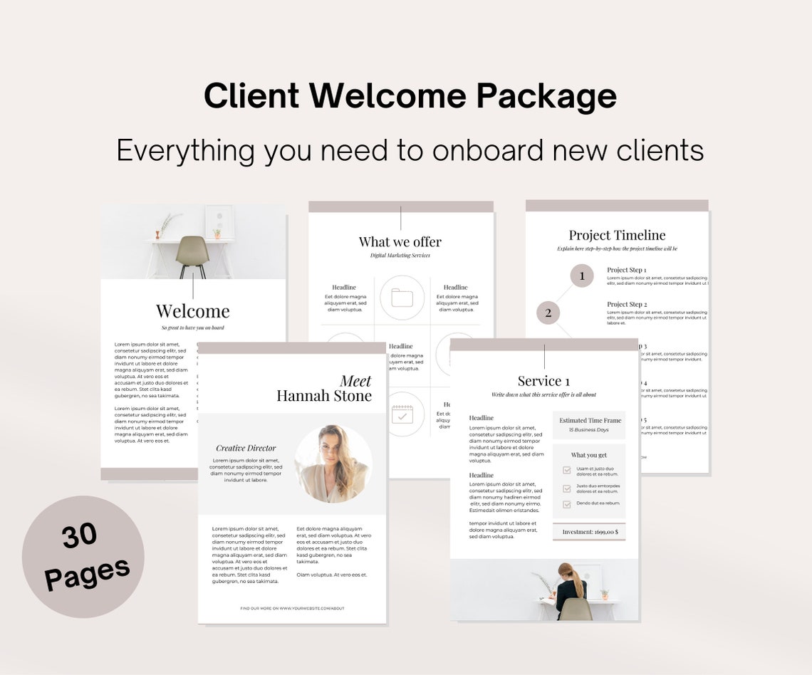 Client Onboarding Template Canva Bundle Client Welcome Packet Services ...