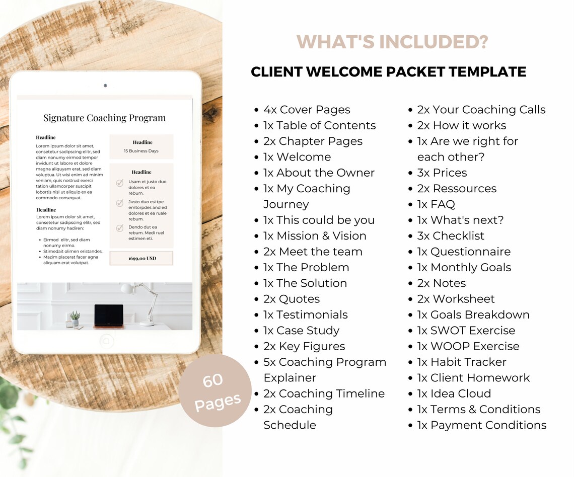 Coaching Client Welcome Packet Client Onboarding Canva - Etsy
