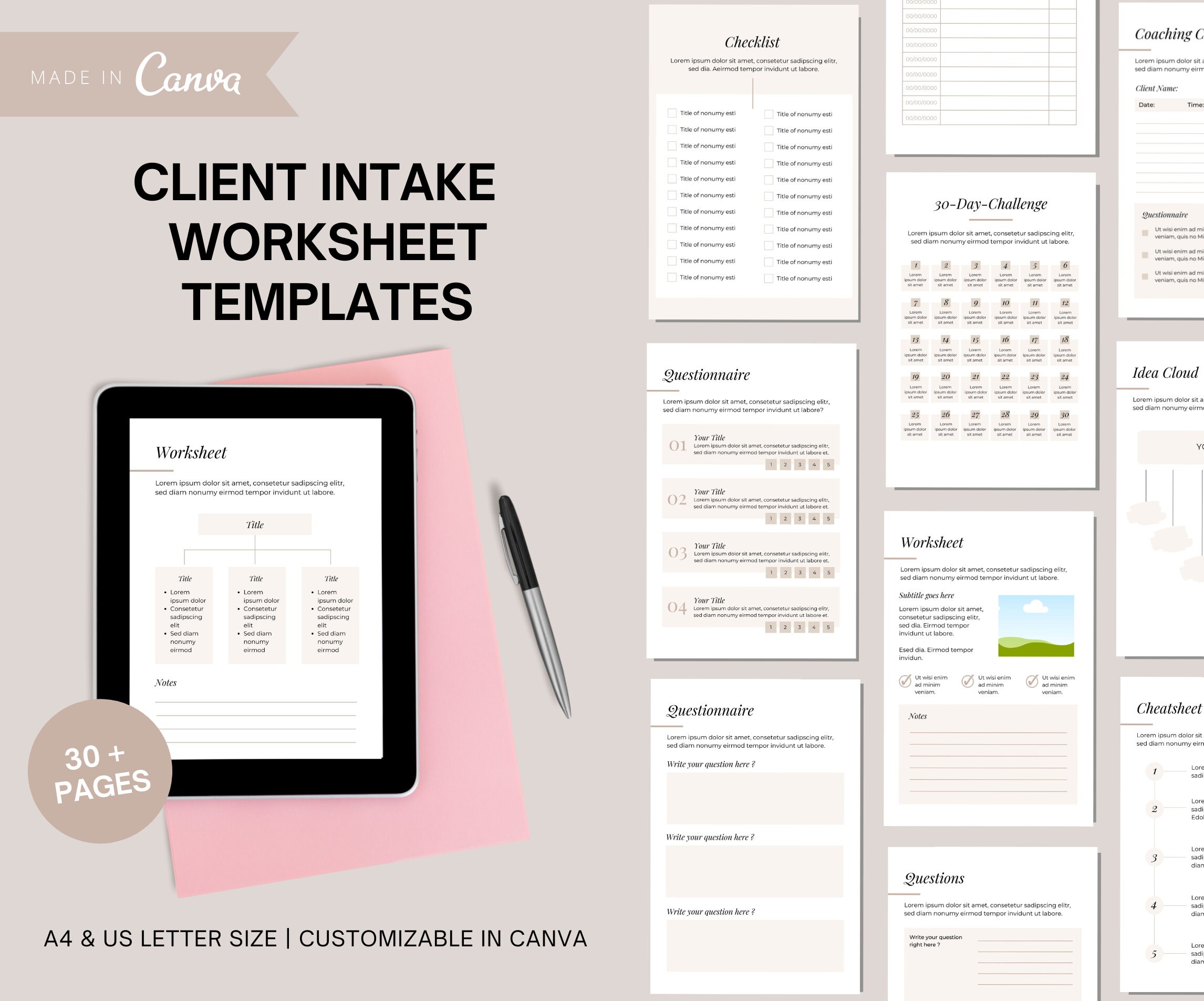 Coaching Worksheet Templates Canva | Client Intake Forms Template ...