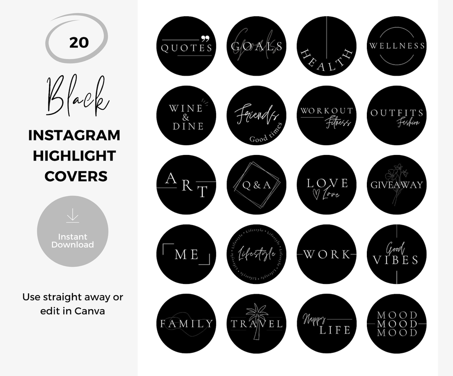 Black Instagram Highlight Covers | Black & White Instagram Highlights ...