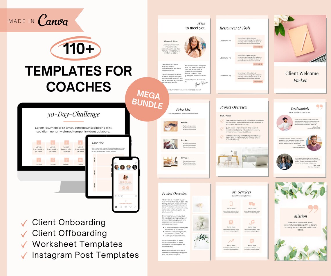 110 Templates for Coaches Coaching Templates Canva Bundle - Etsy
