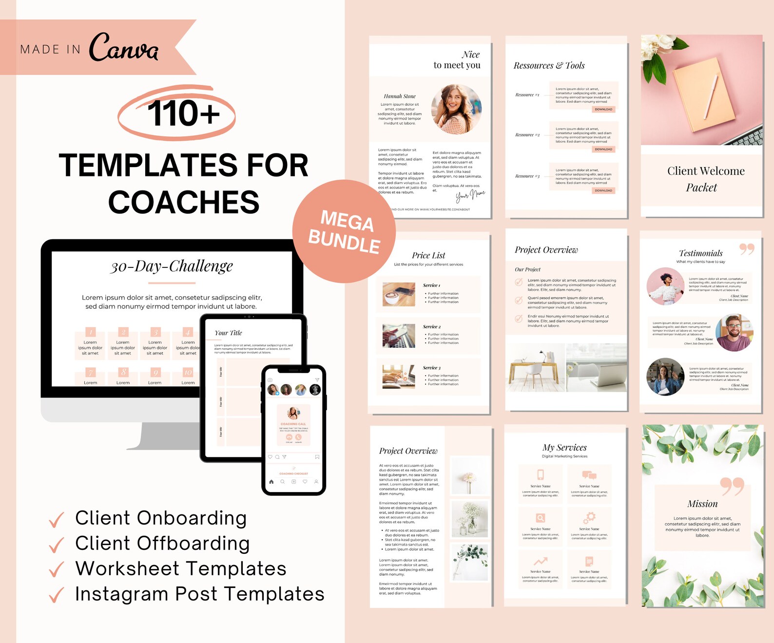 110 Templates for Coaches Coaching Templates Canva Bundle - Etsy