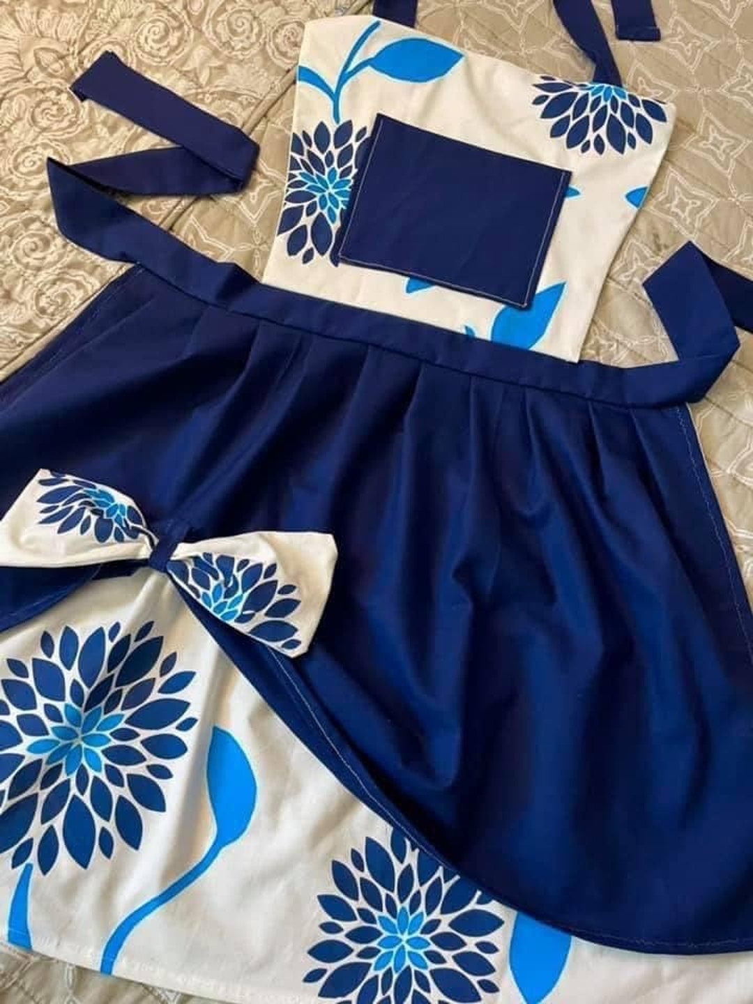 Blue Floral Peek a Boo Apron - Etsy