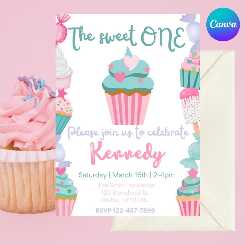 The Sweet ONE- First Birthday Party Invitation - Digital Download ...