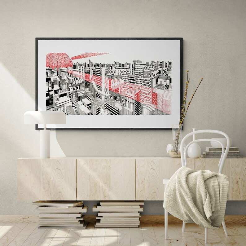 Architectural Landscapes Digigraphy From Handmade Illustration - Etsy