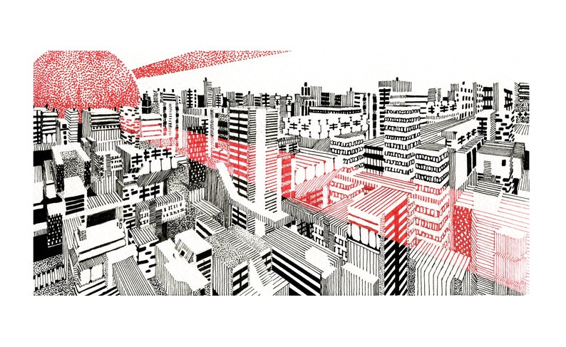 Architectural Landscapes Digigraphy From Handmade Illustration - Etsy